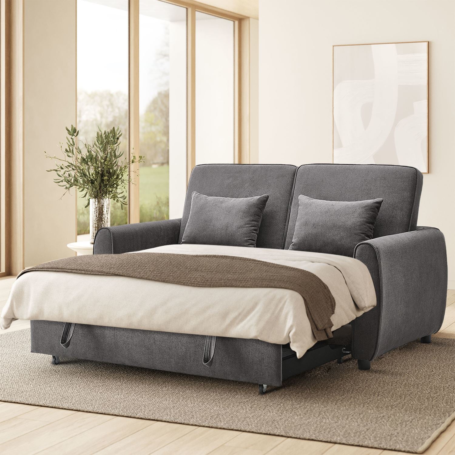 3 in 1 Grey Convertible Sofa Bed lounger 164cm Wide Living and Home