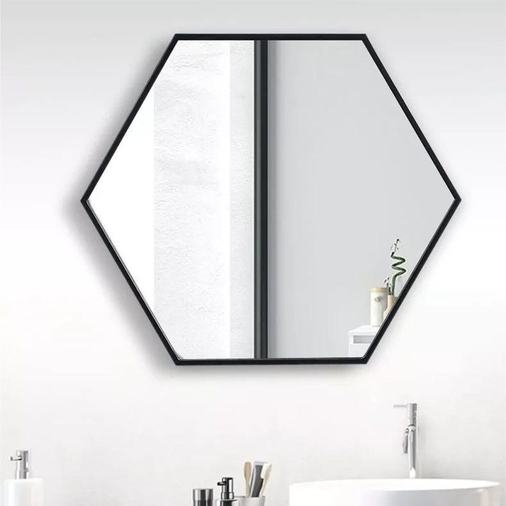 Wall Mounted Modern Hexagon Vanity Mirror for Living Room Bathroom – Living and Home