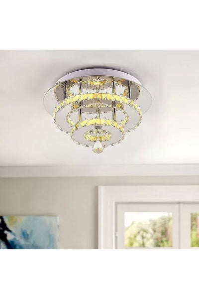 30cm W Stacked LED Ceiling Light with Crystal Rims Energy Saving ...