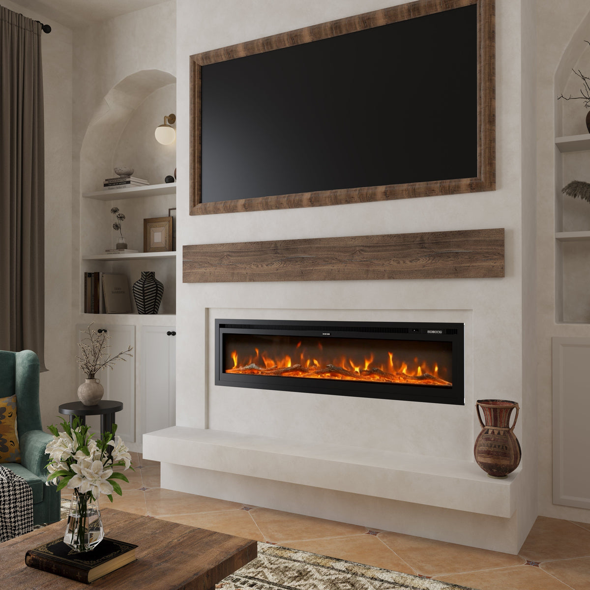 40/50/60/70/80 Inch Electric Fireplace 12 Colour LED Flame Effect Heat ...