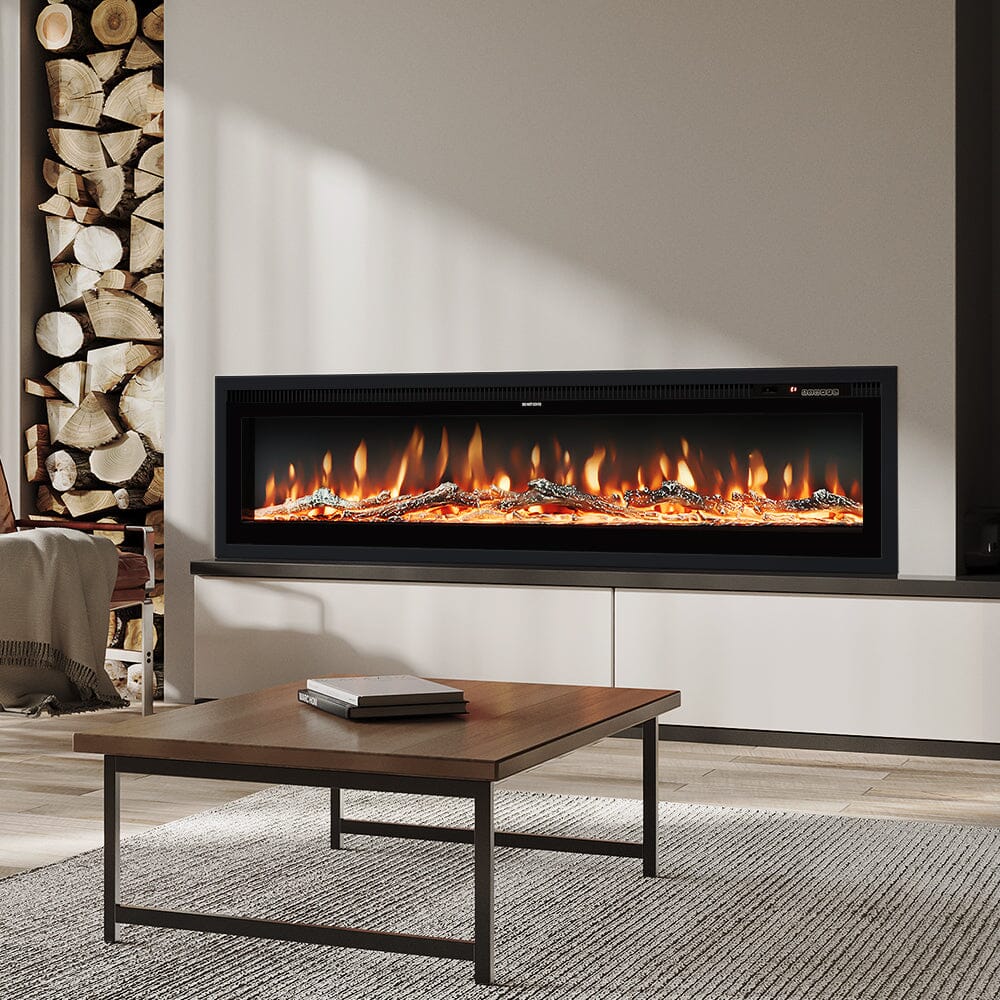 40/50/60/70/80 Inch Electric Fireplace 9 Colour LED Flame Effect Heate ...
