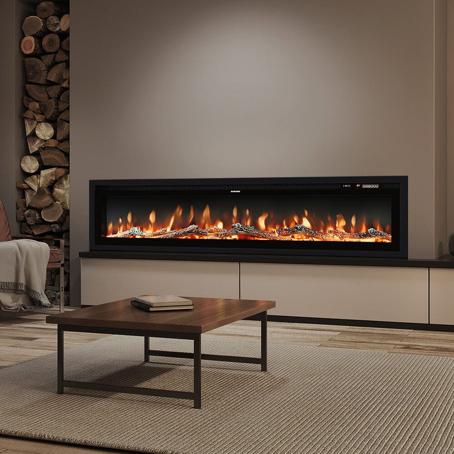 70/80/100 Inch Electric Fireplace with Remote 9 Flame Colours Freestan ...