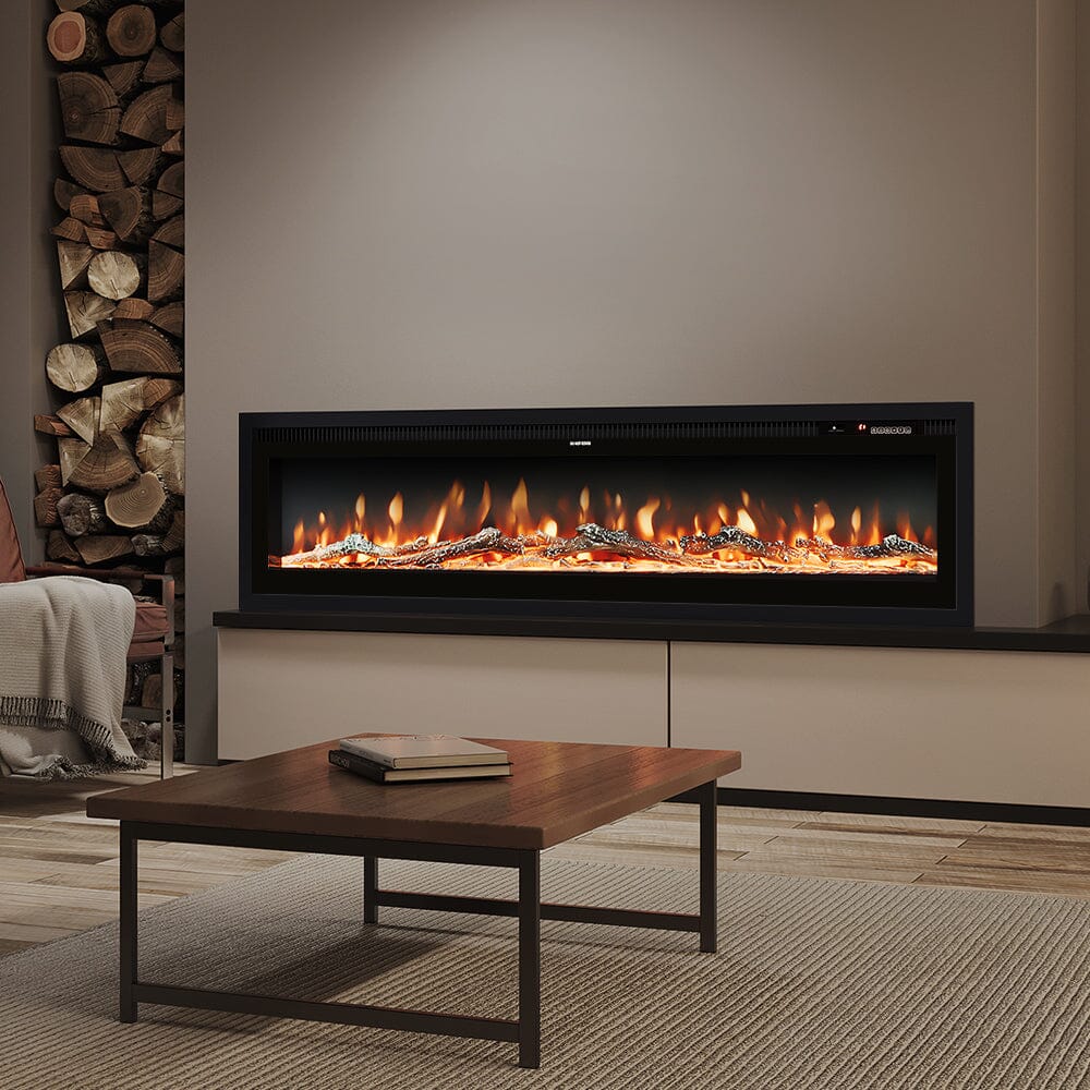 40/50/60/70/80 Inch Electric Fireplace 9 Colour LED Flame Effect Heate ...