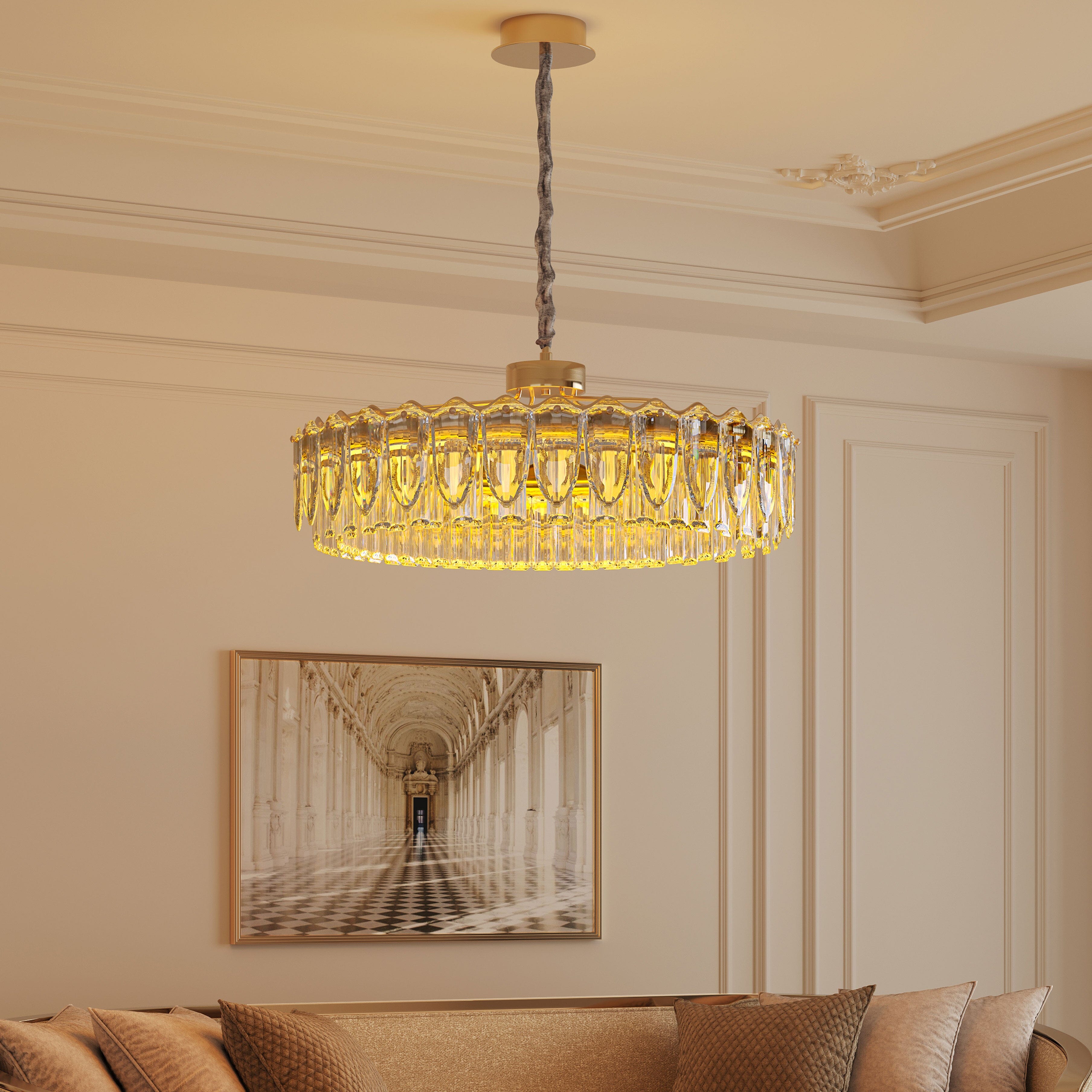 Lightsin Opulent Crystal Elegance Adjustable Pendant Light – Living and ...