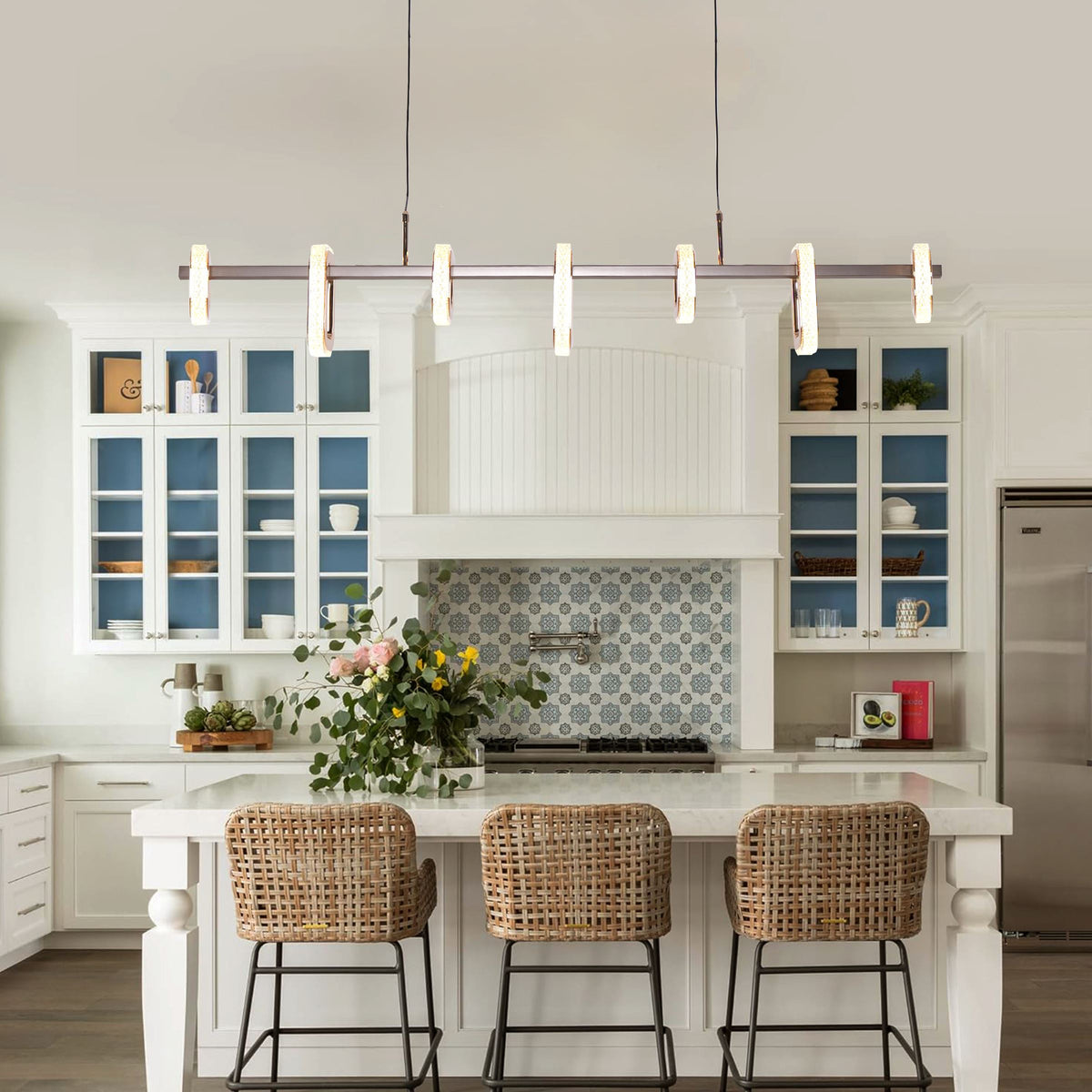 Lightsin Gold Linear LED Pendant Light with Acrylic Shades – Living and ...