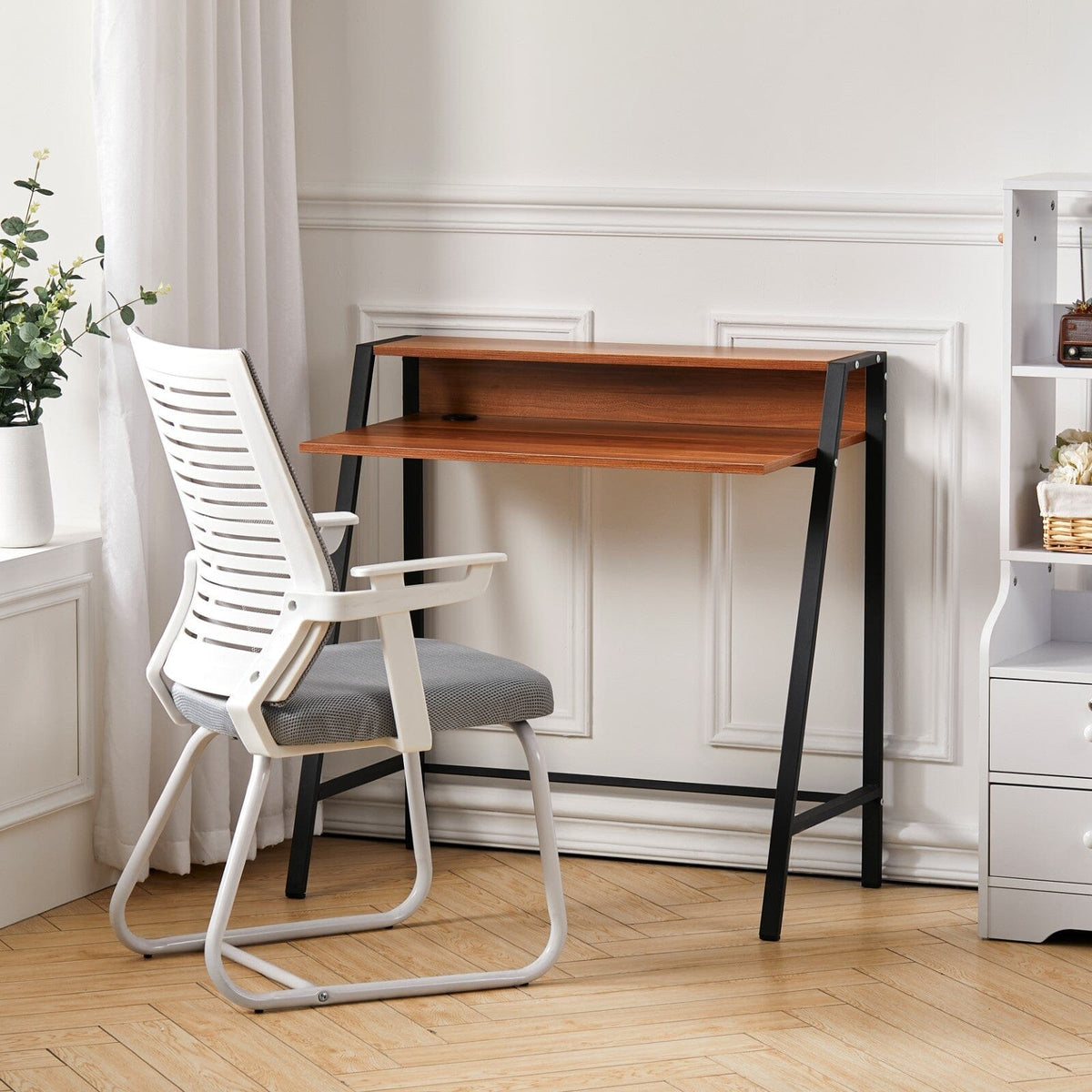 Modern Office Table Compact Wooden Computer Desk Laptop Burlywood ...