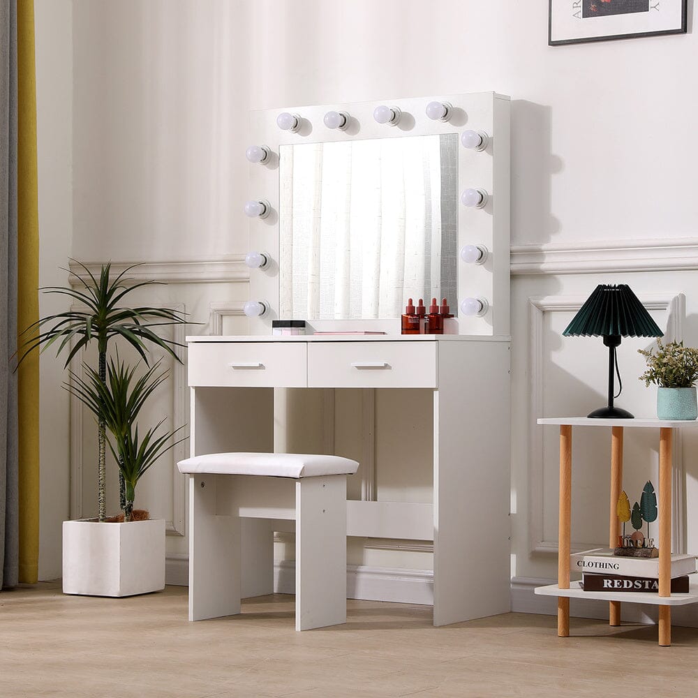 80cm W New Hollywood Dressing Table Set with Large Lighted Mirror ...