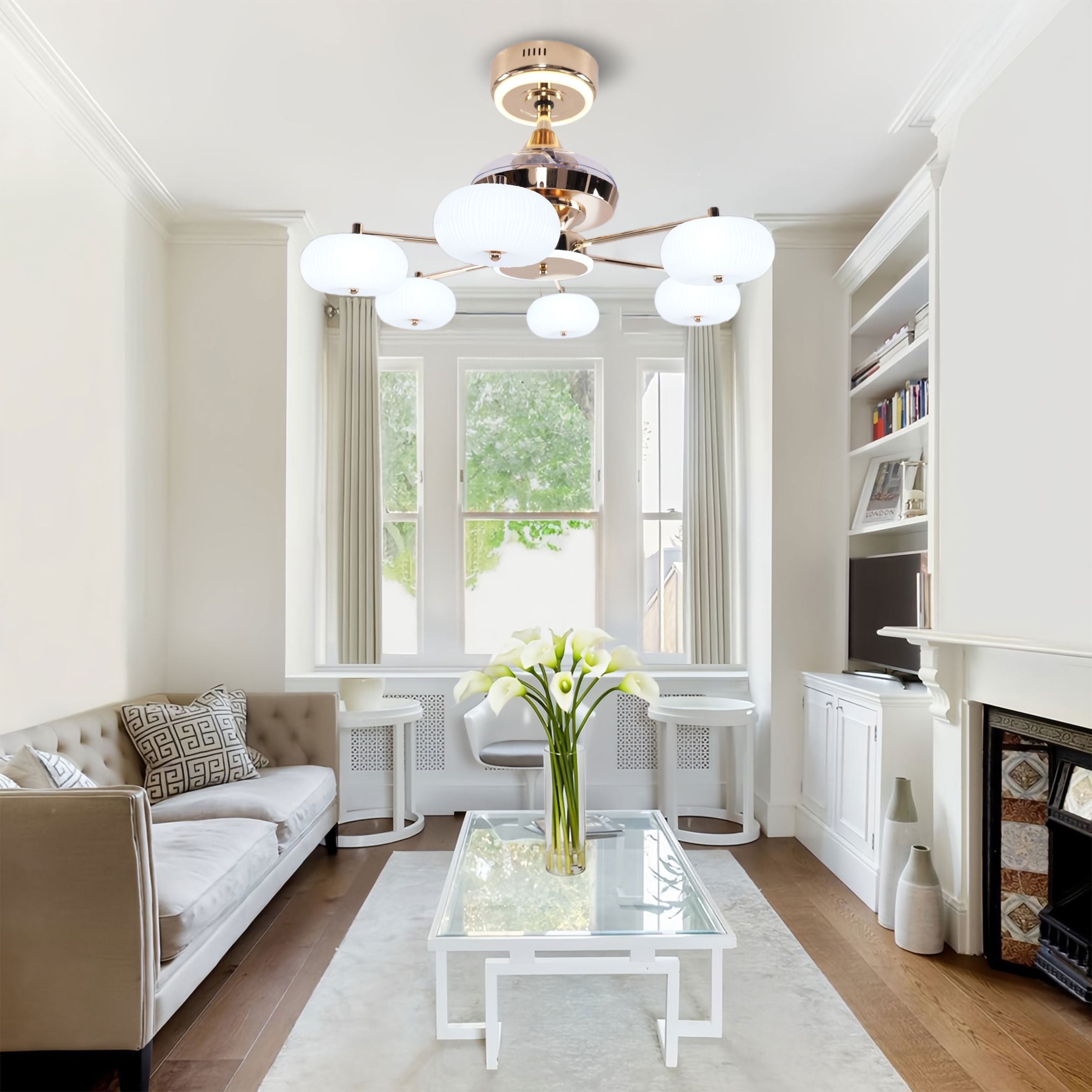 Lightsin Ceiling Fan Light with 6-Speed Control in Copper and Acrylic ...