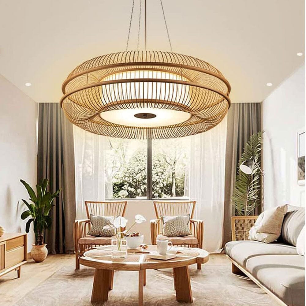 Lightsin LED Bamboo Pendant Light Drum-Shaped 45/60/70/80 Dia – Living ...