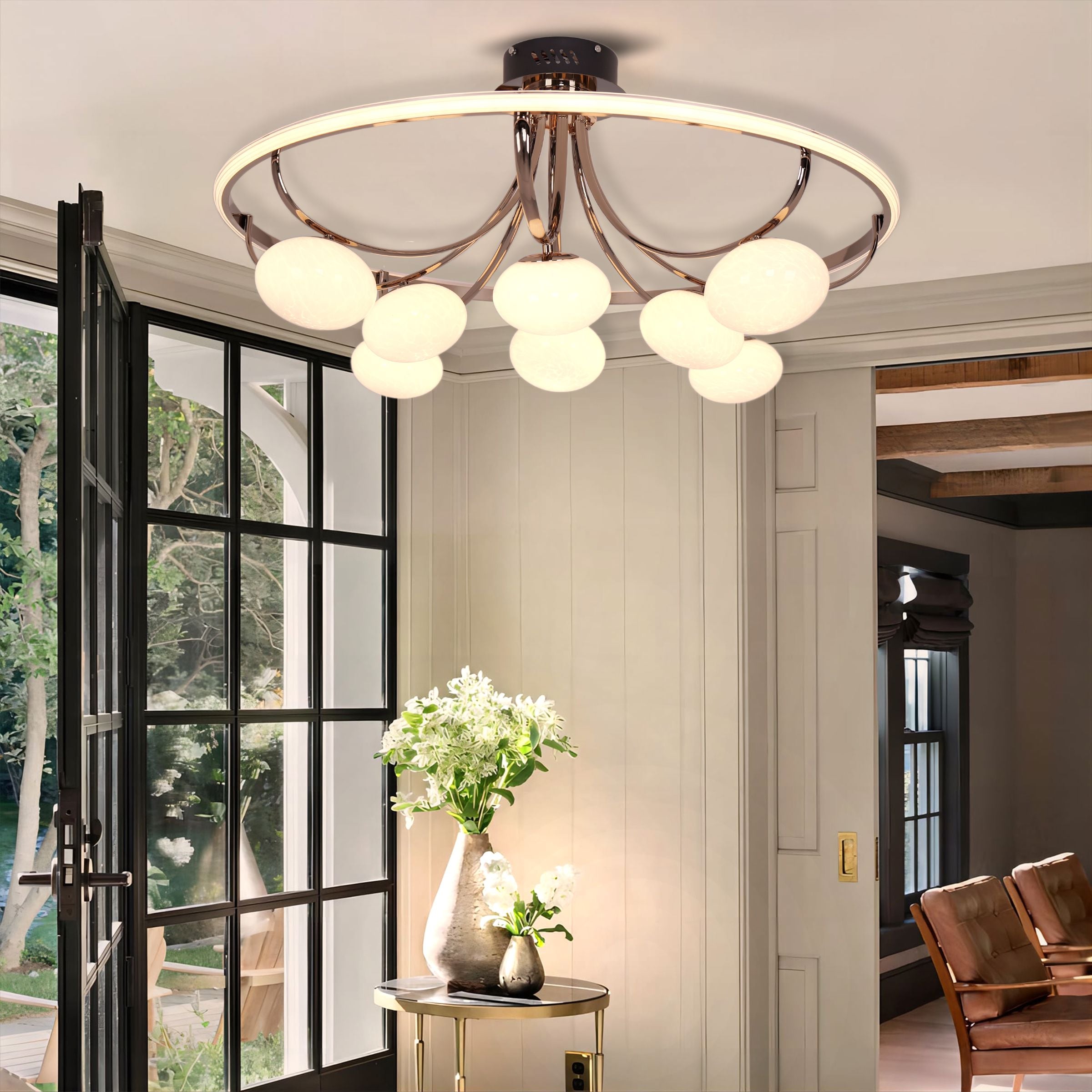 Lightsin Contemporary Iron Aluminum LED Ceiling Light with Marble Glas ...