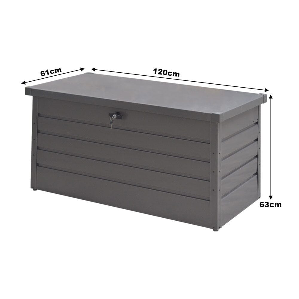 350L Grey Metal Outdoor Garden Storage Box Lockable – Living and Home