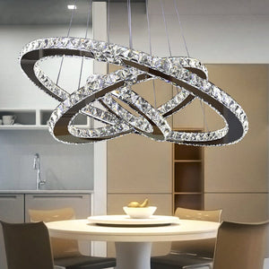 3 Rings Ceiling Light Crystal LED Chandelier Pendant Non-Dimmable ...