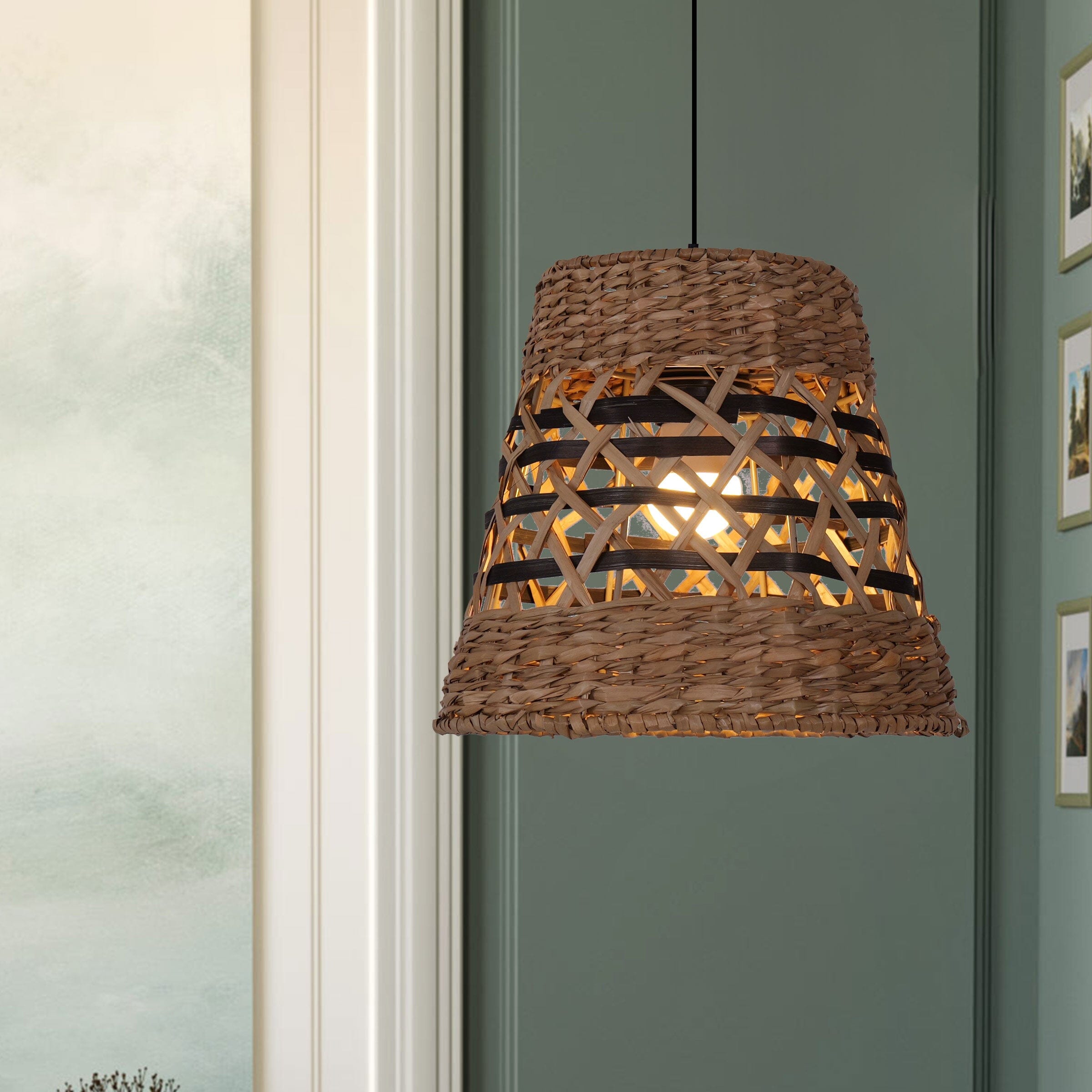 Lightsin Handwoven Paper Rope Pendant Light Bohemian Rustic Charm ...