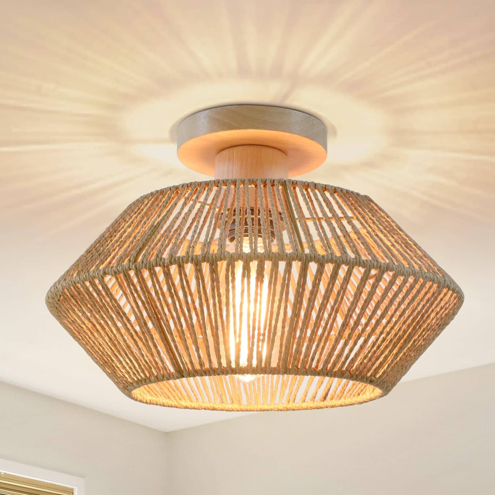 Lightsin Vintage Hemp Rope Ceiling Light for Hallways and Corridors ...