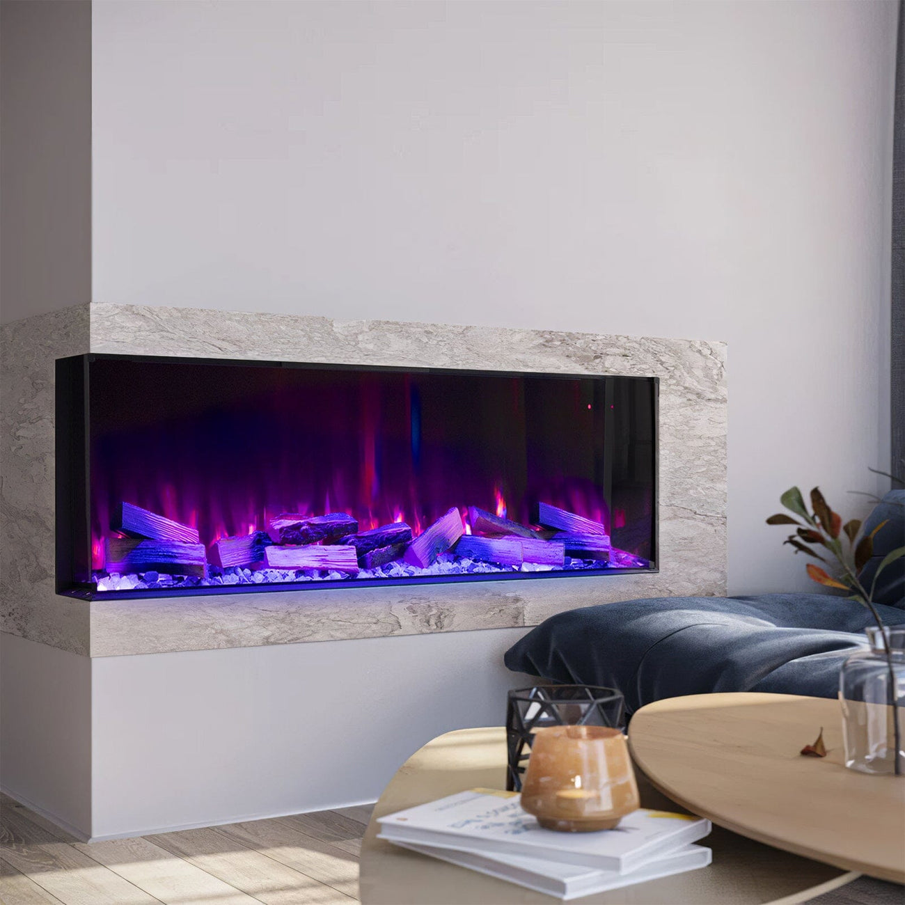 40/50/60/70-Inch 3-Sided Freestanding Electric Fireplace 12 Flame Colo ...