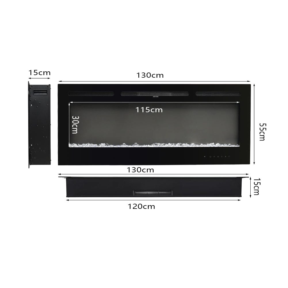 50 Inch Wall Mounted Electric Fireplace Insert Heater 9 Flame Colours ...