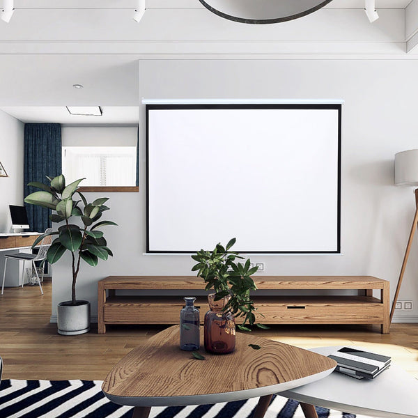4:3 Manual Pull Down Projector Screen Home Theater Projection Movie Sc ...