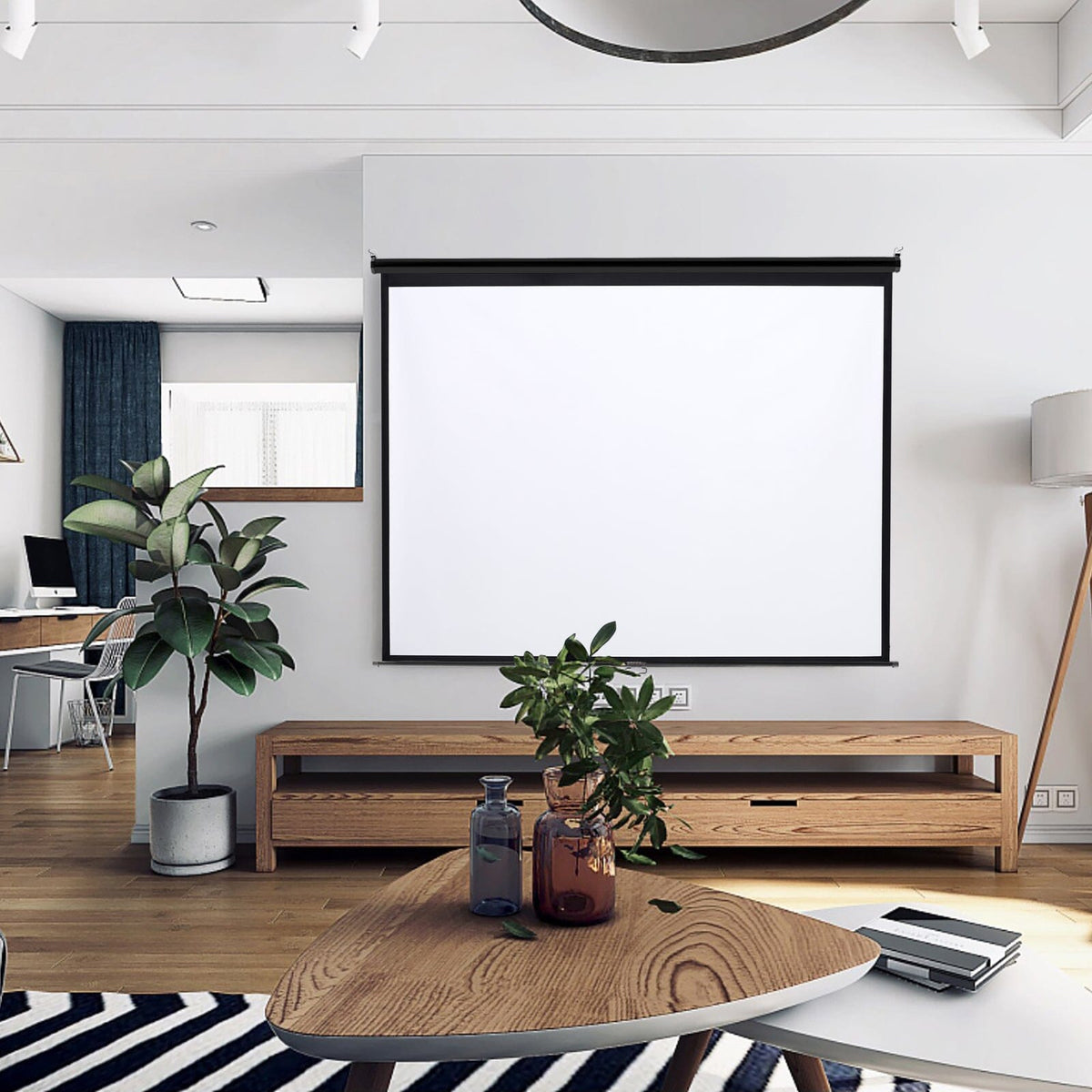 4:3 Projector Screen with Manual Pull Down for Home Theater – Living ...