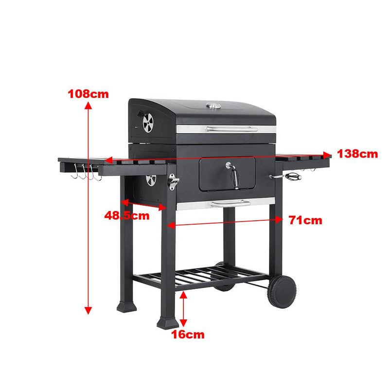 3ft Outdoor Carbon Steel BBQ Cooker BBQ Grill Side Shelves – Living and ...