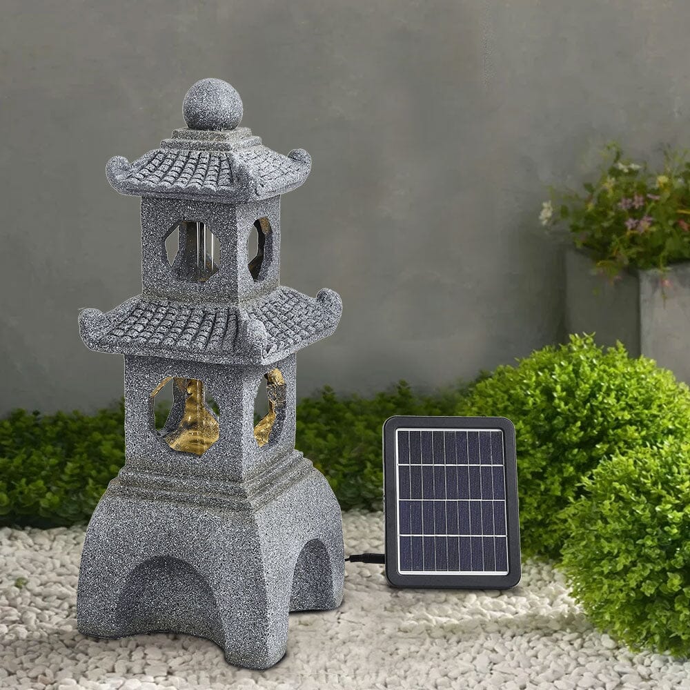 Pagoda Solar Garden Fountain with LED Lights – Living and Home
