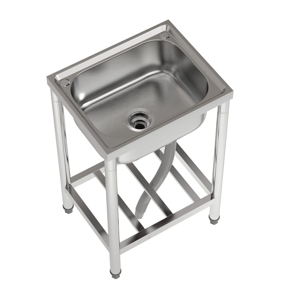 50cm W Silver Kitchen Commercial Sink Stainless Steel with Shelf ...