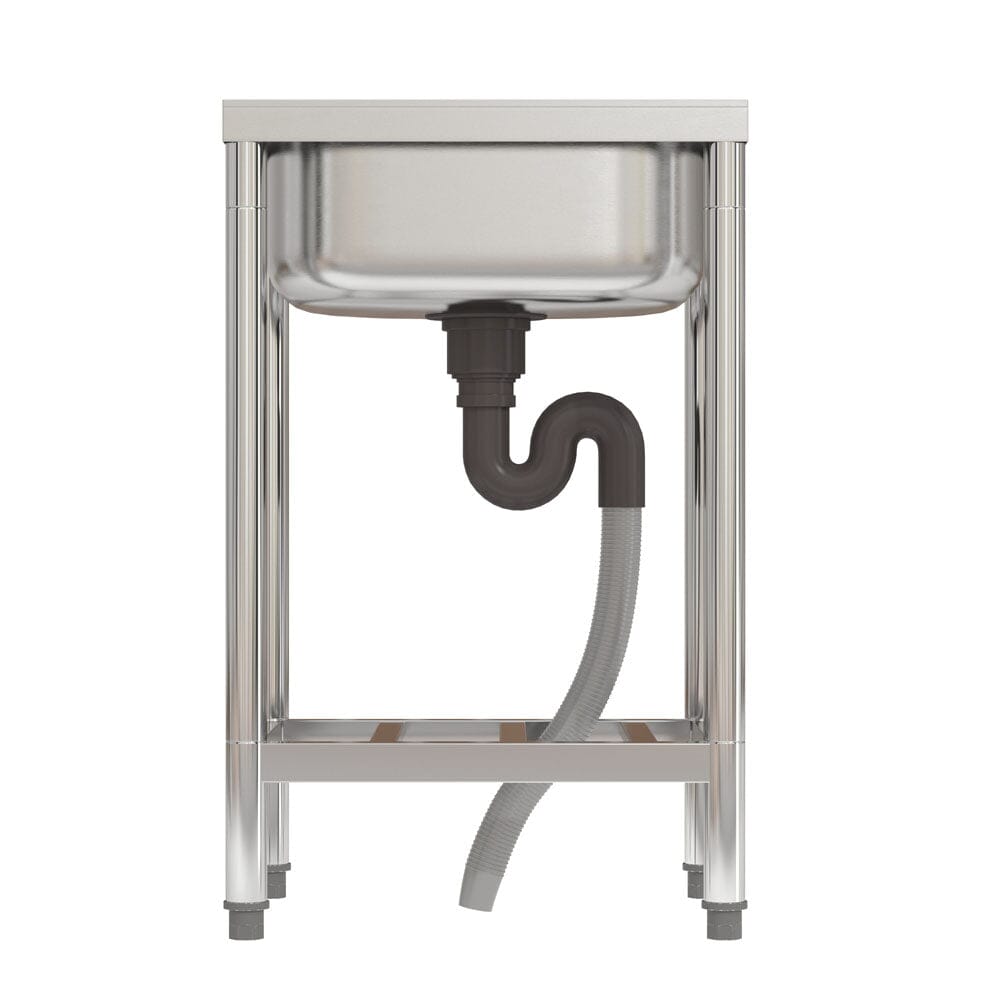 50cm W Silver Kitchen Commercial Sink Stainless Steel with Shelf ...