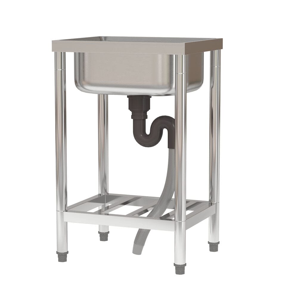 50cm W Silver Kitchen Commercial Sink Stainless Steel with Shelf ...