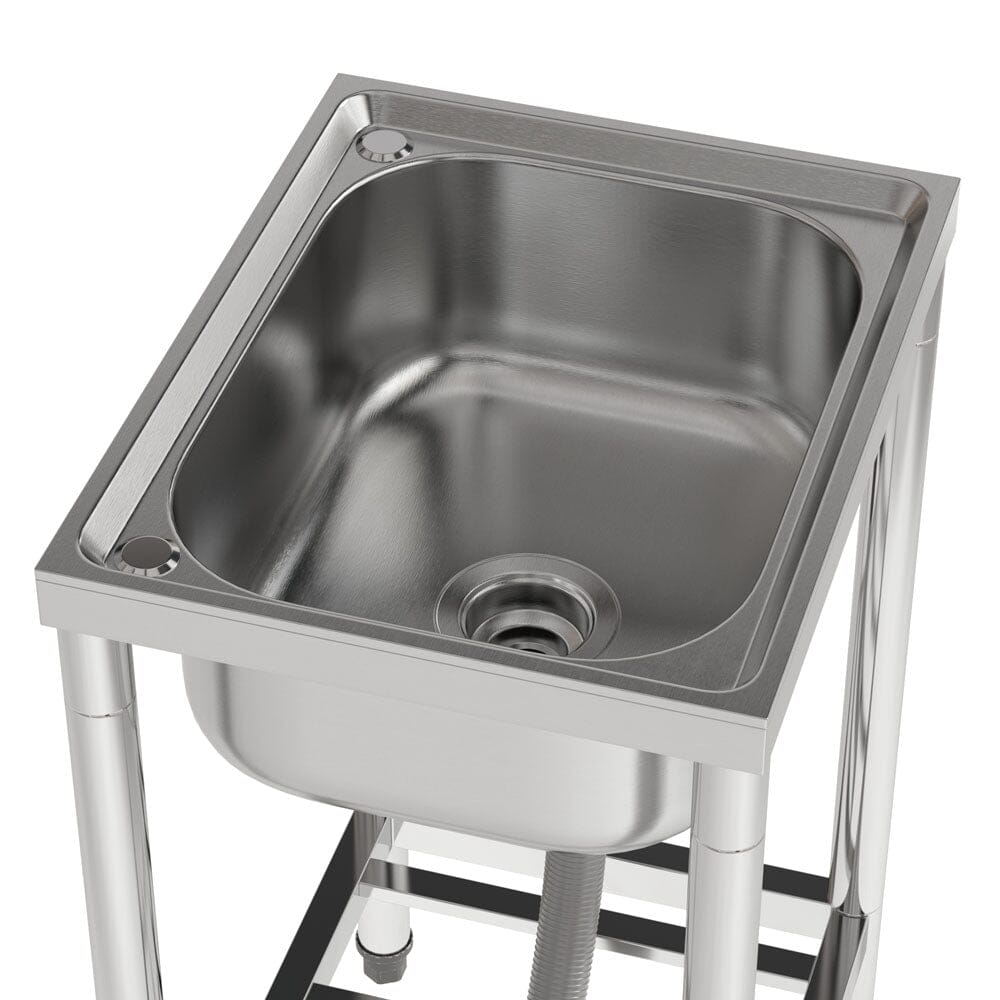 50cm W Silver Kitchen Commercial Sink Stainless Steel with Shelf ...