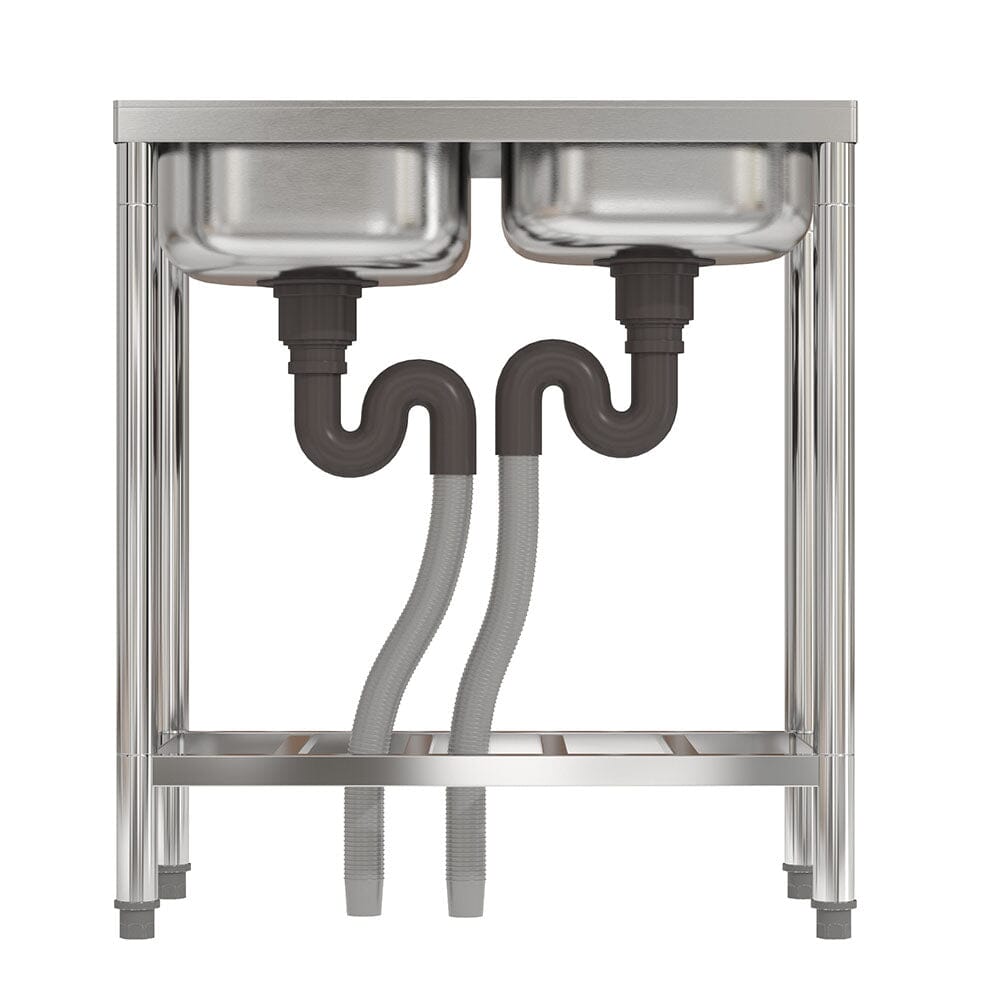 2ft Two Compartment Stainless Steel Commercial Bar Sink with Shelf ...