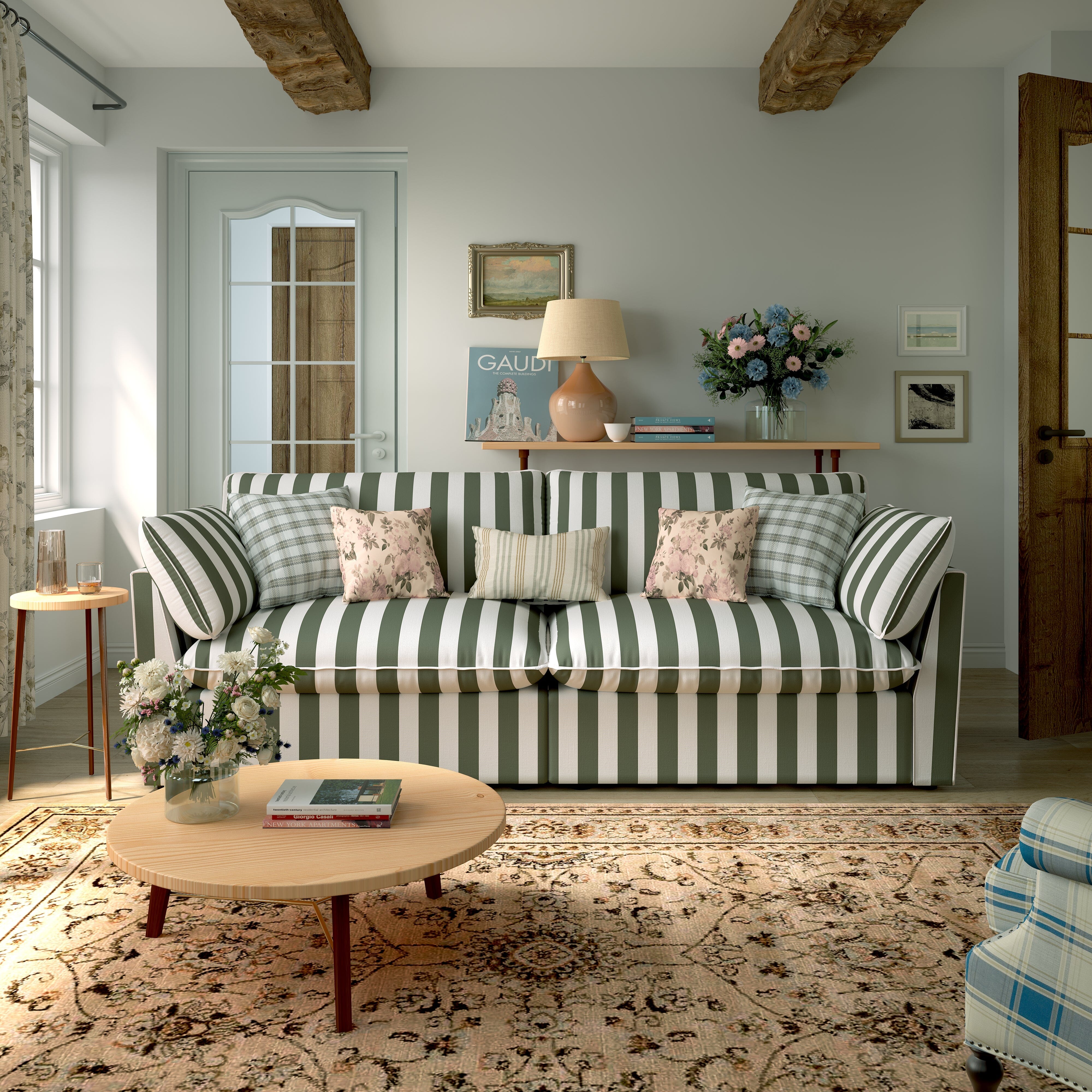 Cottonfy Retro Striped Fabric Handmade Sofa – Living and Home