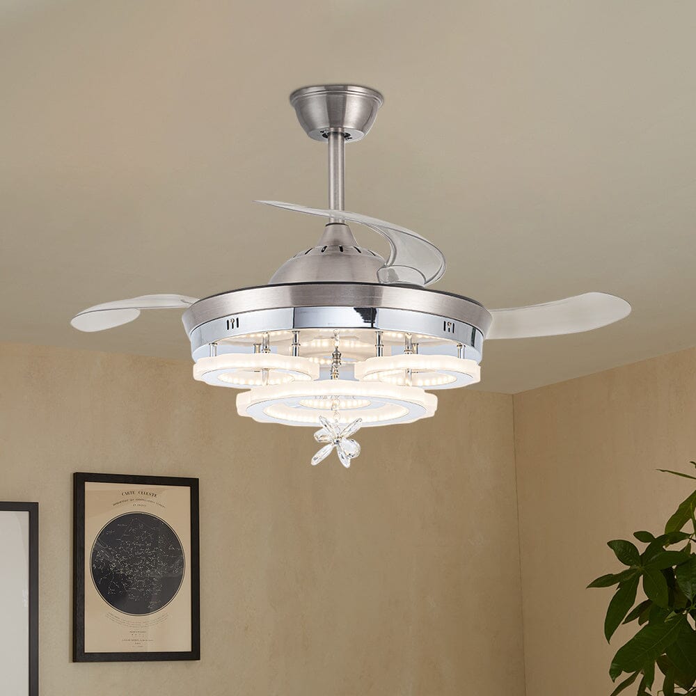 3 Light Changing Acrylic Ceiling Fan 60W for Bedroom Living Room ...