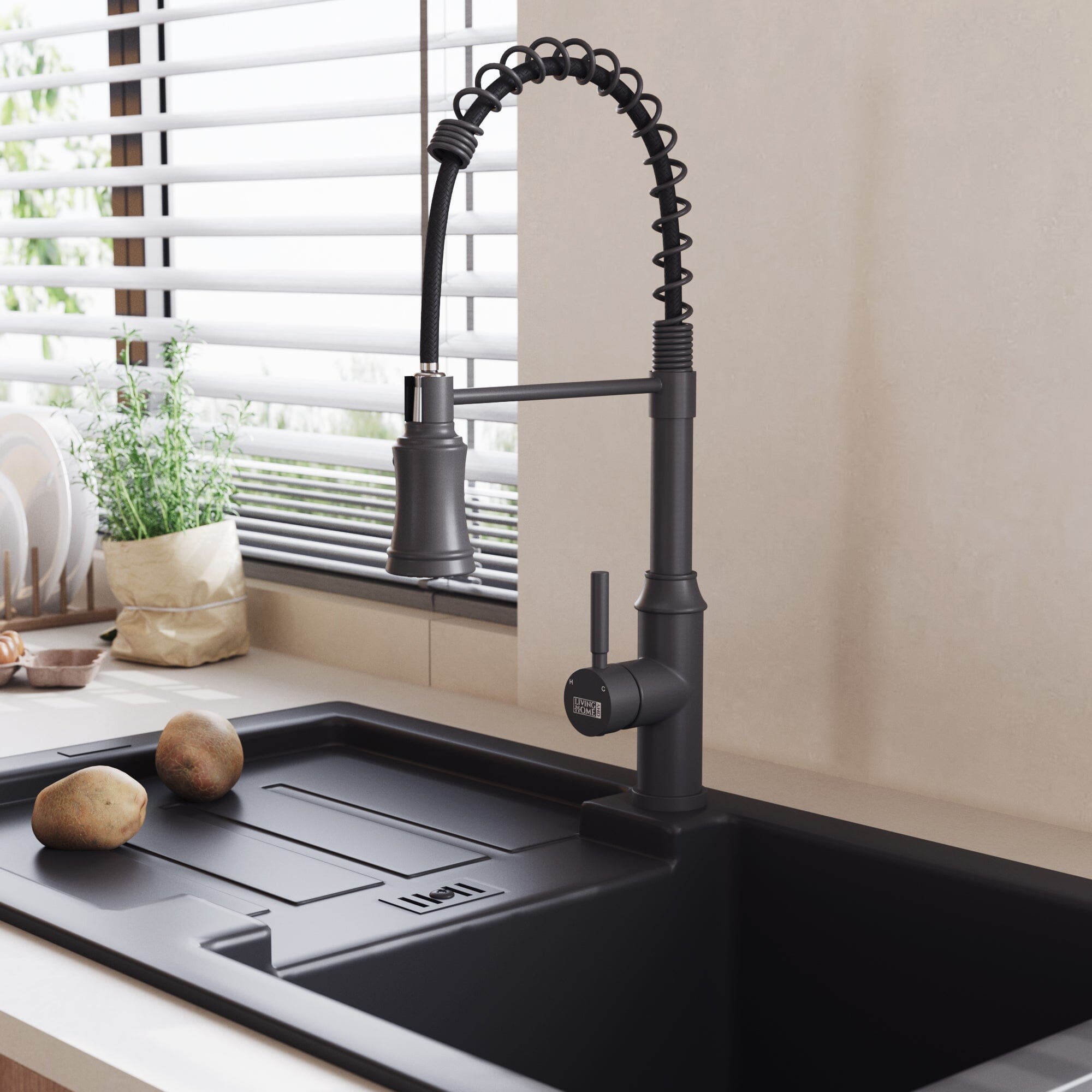 Single Handle Kitchen Faucet with Spring Spout – Living and Home