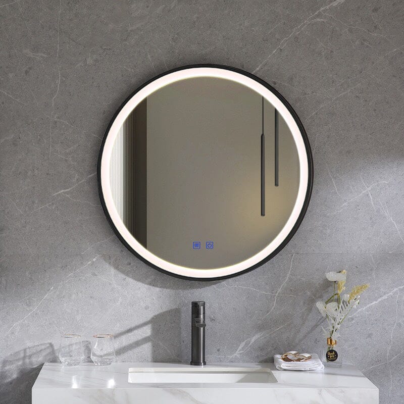 Round Metal Framed LED Wall Mirror – Living and Home