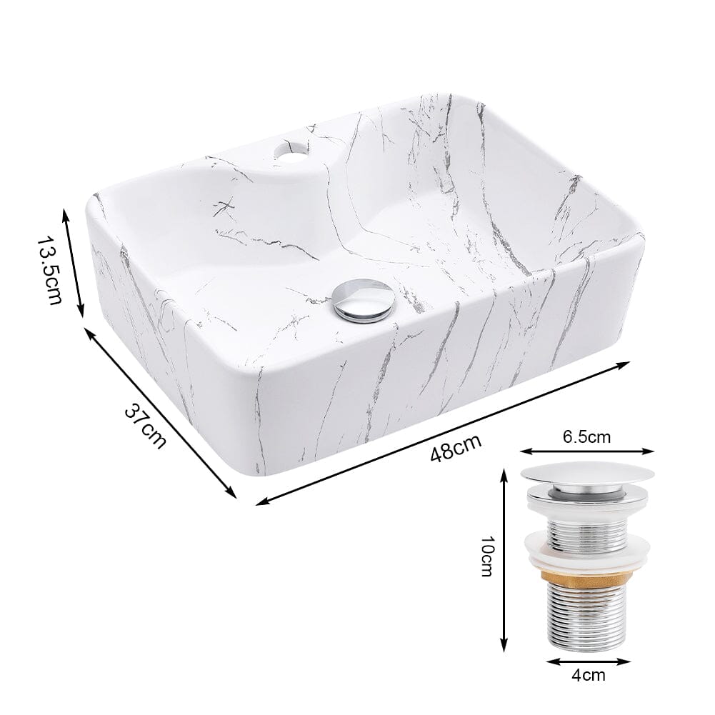 48cm W x 37cm D Rectangular Marble Vessle Sink – Living and Home