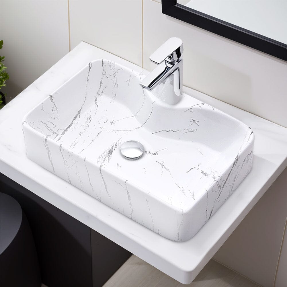 48cm W x 37cm D Rectangular Marble Vessle Sink – Living and Home