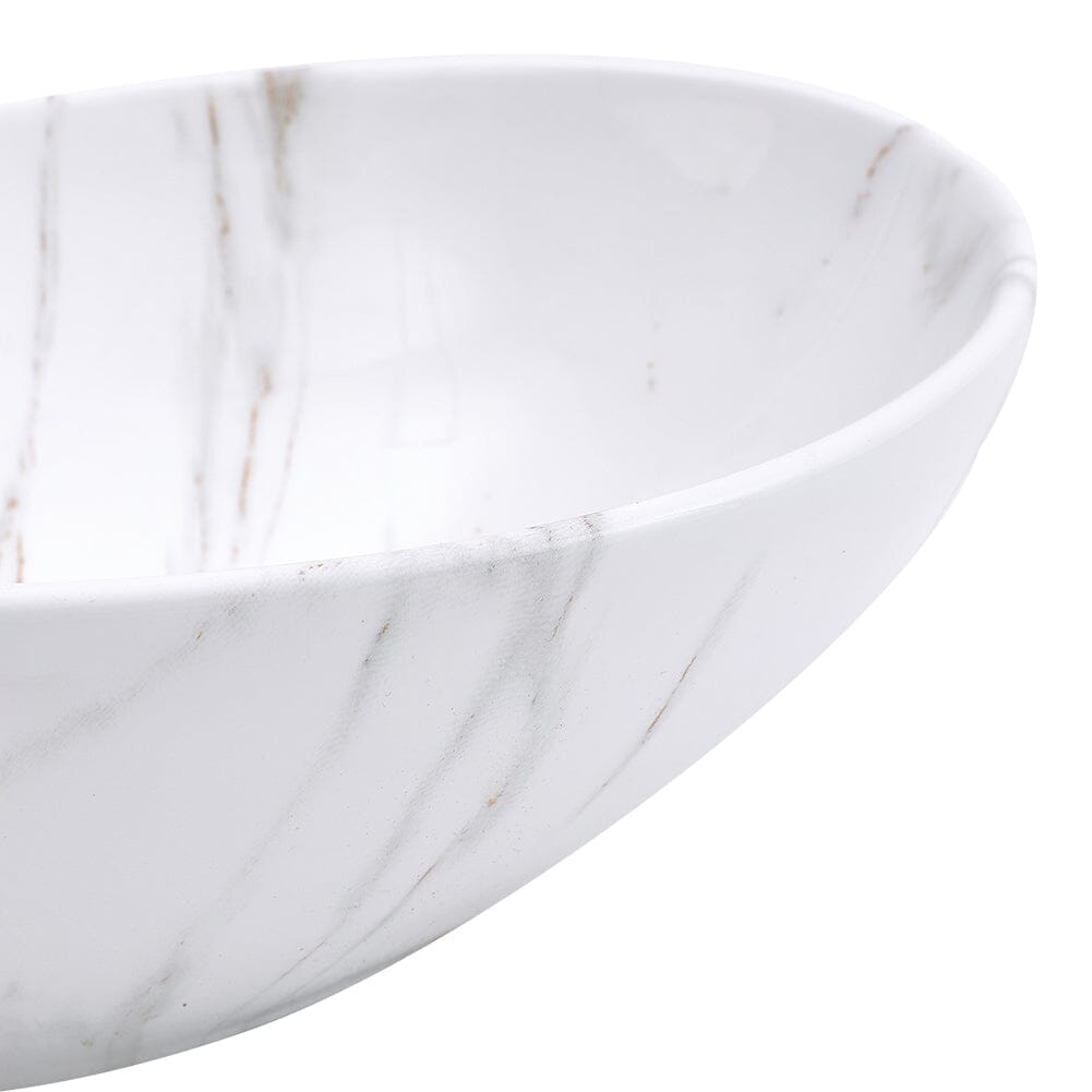 41.5cm W x 13.5cm D White Oval Marble Vessel Bathroom Sink – Living and ...