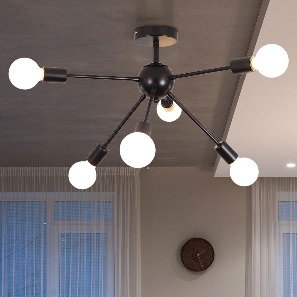 Premium 6-Light Ceiling Satellite Fixture with Iron Detailing – Living ...