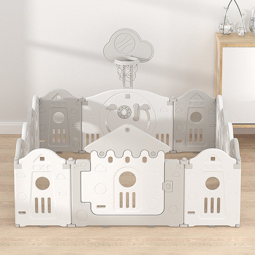 Folding Baby Play Pen Basketball Hoop and Mat Kids Activity Center – Living and Home