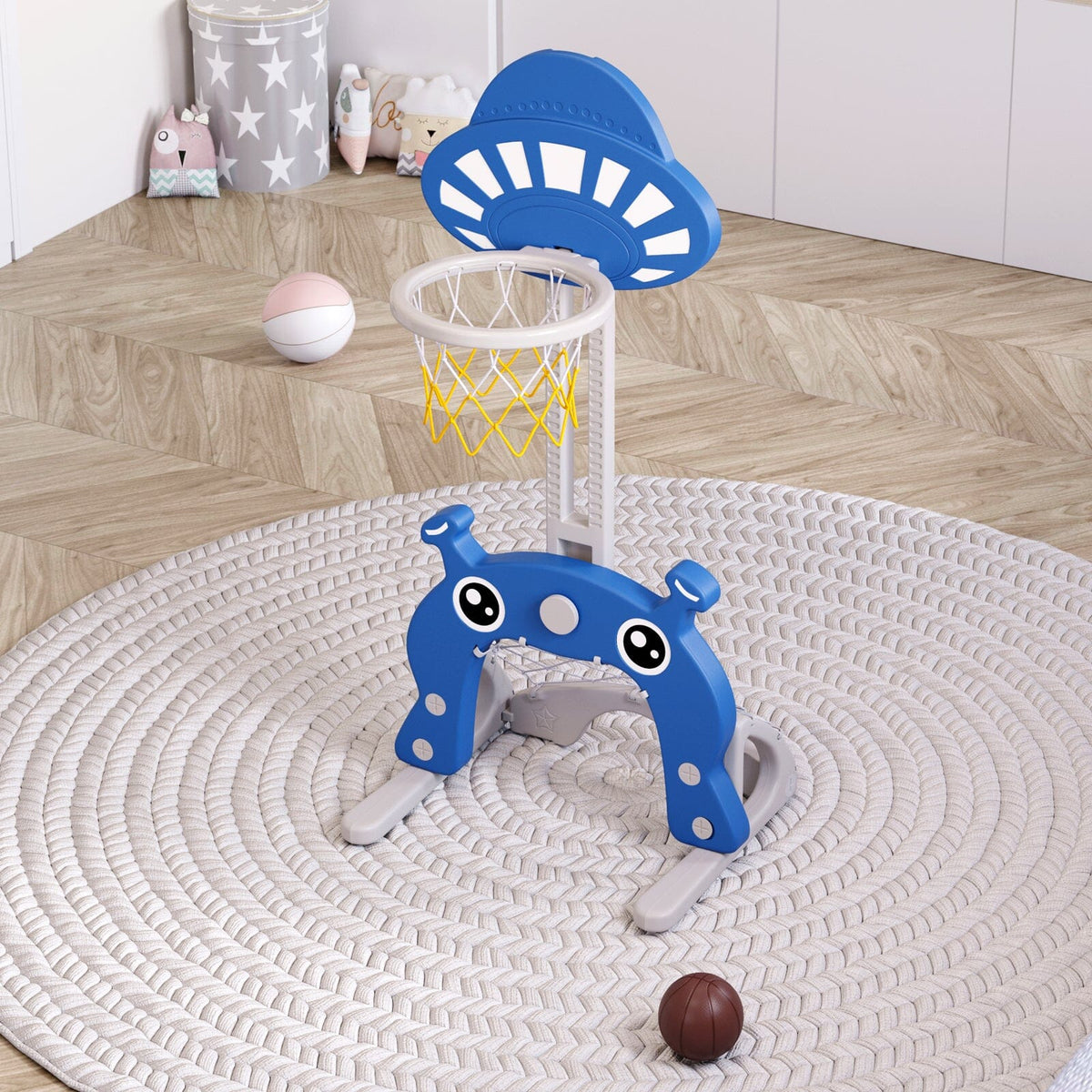 2-in-1 Adjustable Kids Basketball Hoop with Football Goal – Living and Home