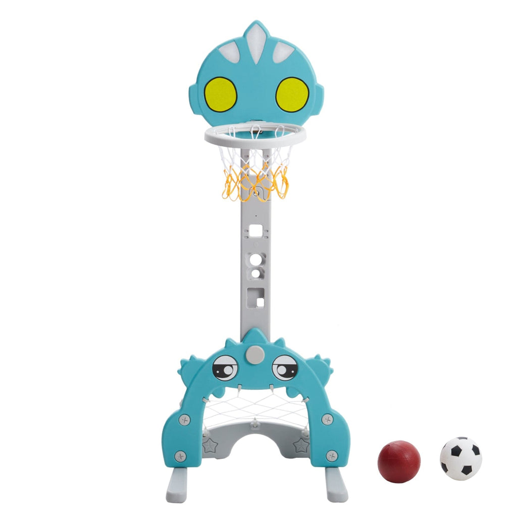 2-in-1 Adjustable Kids Basketball Hoop with Football Goal – Living and Home