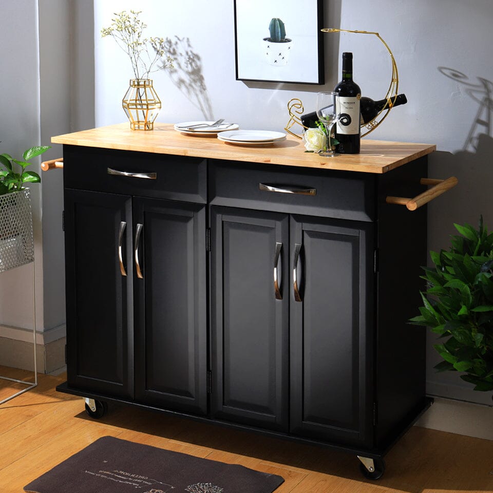 3ft Wooden Large Catering Trolley Cart Kitchen Cabinet with Drawer ...