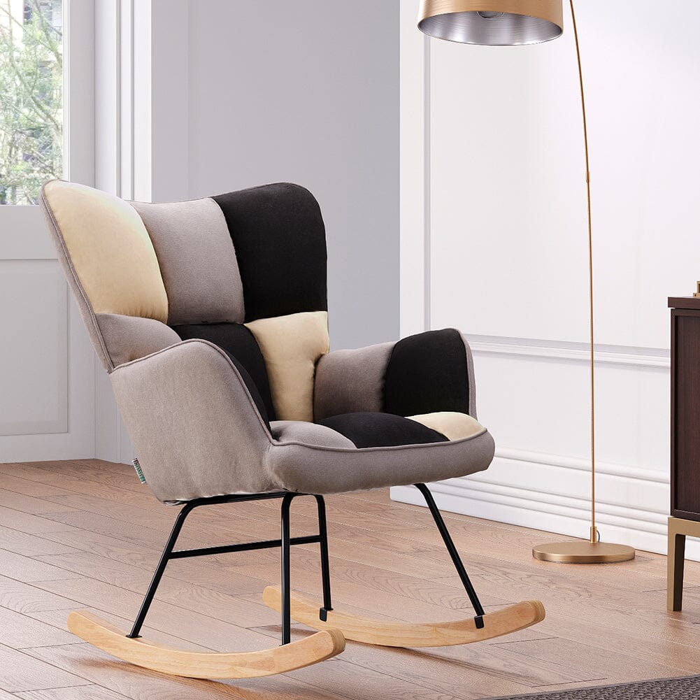 3ft Height Tufted Linen Upholstered Rocking Chair – Living and Home