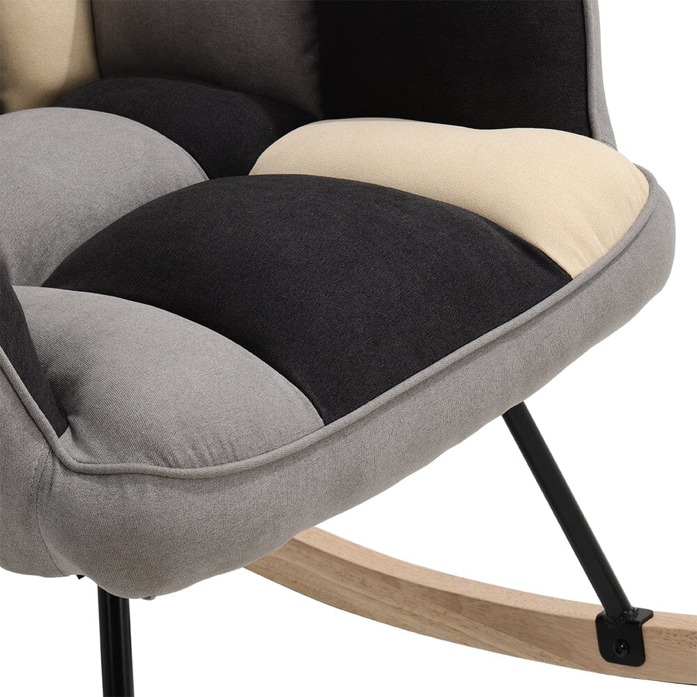 3ft Height Tufted Linen Upholstered Rocking Chair – Living and Home