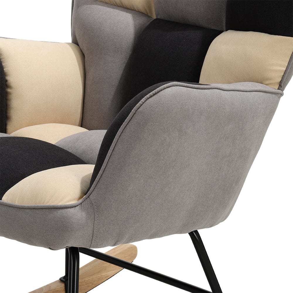 3ft Height Tufted Linen Upholstered Rocking Chair – Living and Home