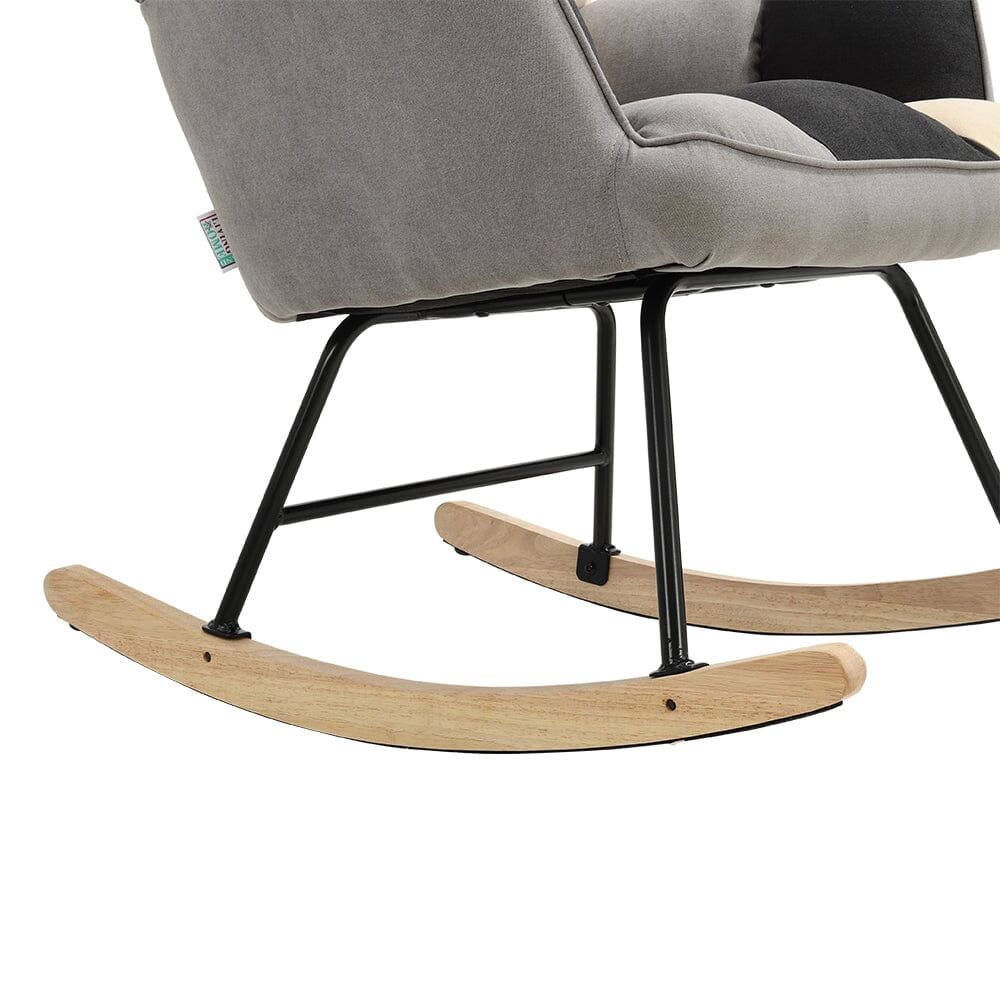 3ft Height Tufted Linen Upholstered Rocking Chair – Living and Home