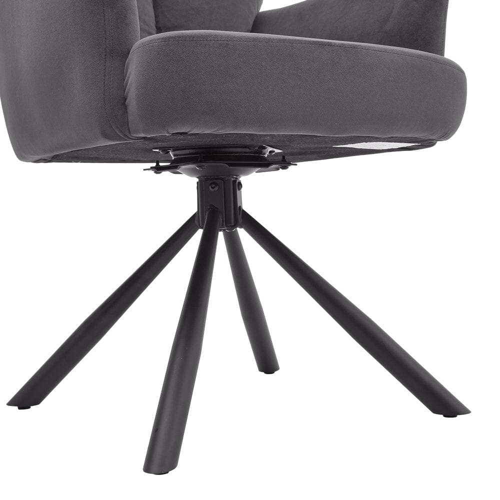 Modern Swivel Chair with Upholstered and Black Legs – Living and Home