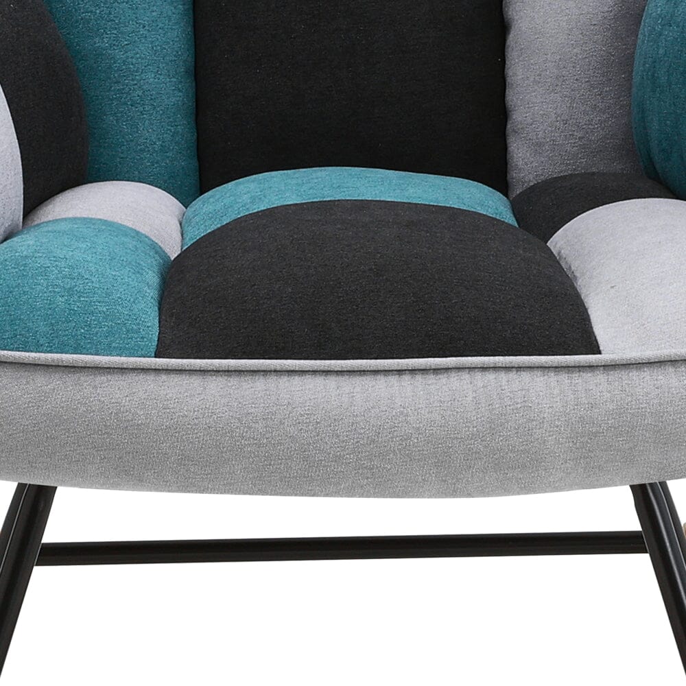 3ft Patchwork Upholstered Rocking Chair with Wooden Skates – Living and ...