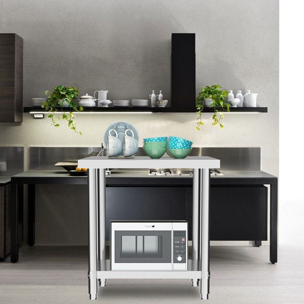 2 Tier Commercial Kitchen Prep and Work Stainless Steel Table – Living ...