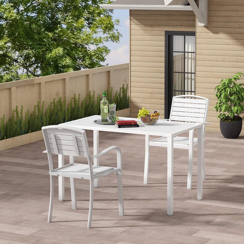 120cm Wide Rectangular Outdoor Dining Table with Parasol Hole – Living ...