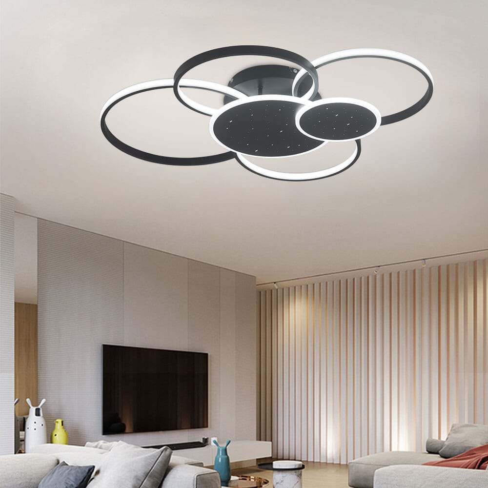 115W Modern 5 Rings LED Ceiling Light White Light – Living and Home